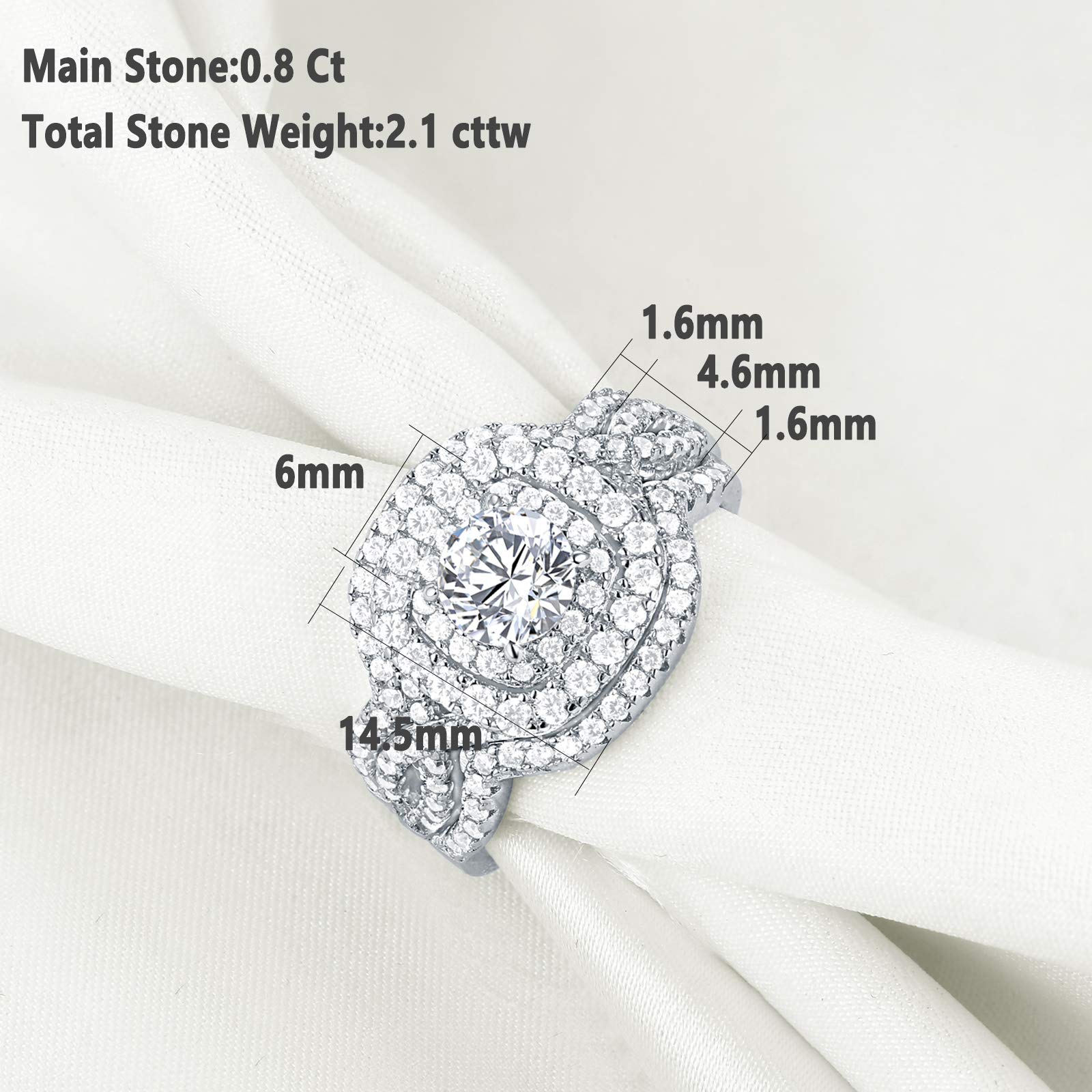 Newshe Jewellery Engagement Rings AAAAA Cz Wedding Sets for Women 925 Sterling Silver 3pcs 2.3Ct White Size 7