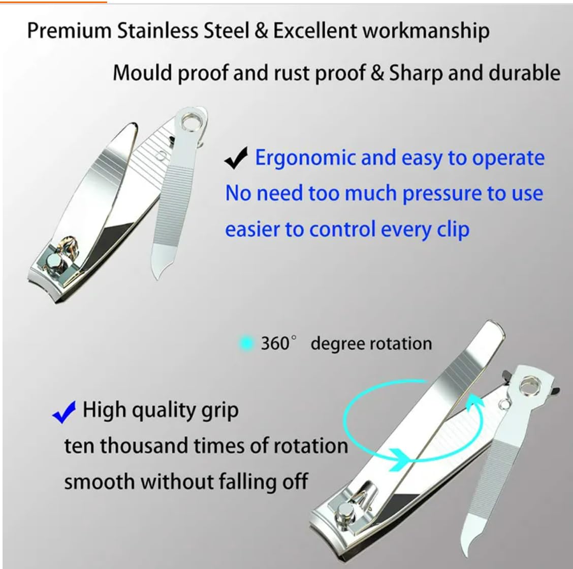 Nail Clippers Set, Toenail Clippers, Fingernail Cutters, Stainless Steel Toe Nail Clippers (Large & Small)