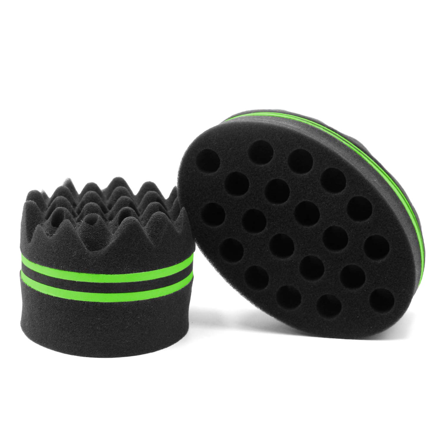 Parabirds Curl Twist Hair Sponge Big&Small Holes Brush Double-Sided Comb Brush Sponge for Afro Black Men Women (2PCSBlueRound)