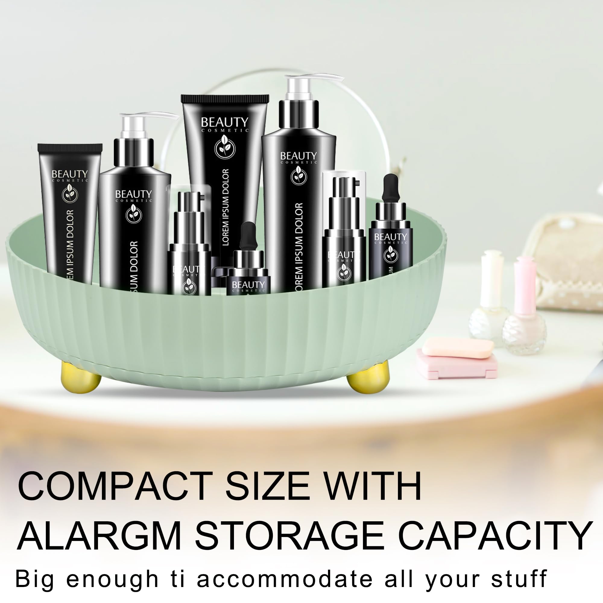 Nackiy Makeup Perfume Organizer Lazy Susan Rotating Makeup Organizer for Vanity, Bathroom Makeup Carousel Spinning Holder Rack, 360 Degree Perfume Organizer (Mint Green)