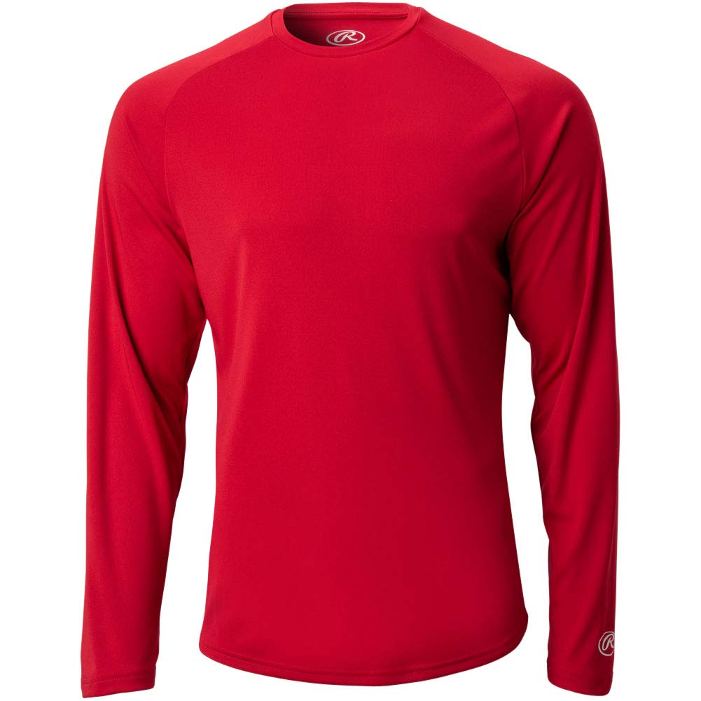 Rawlings Adult Tech Long Sleeve Shirt, Scarlet Red, Medium