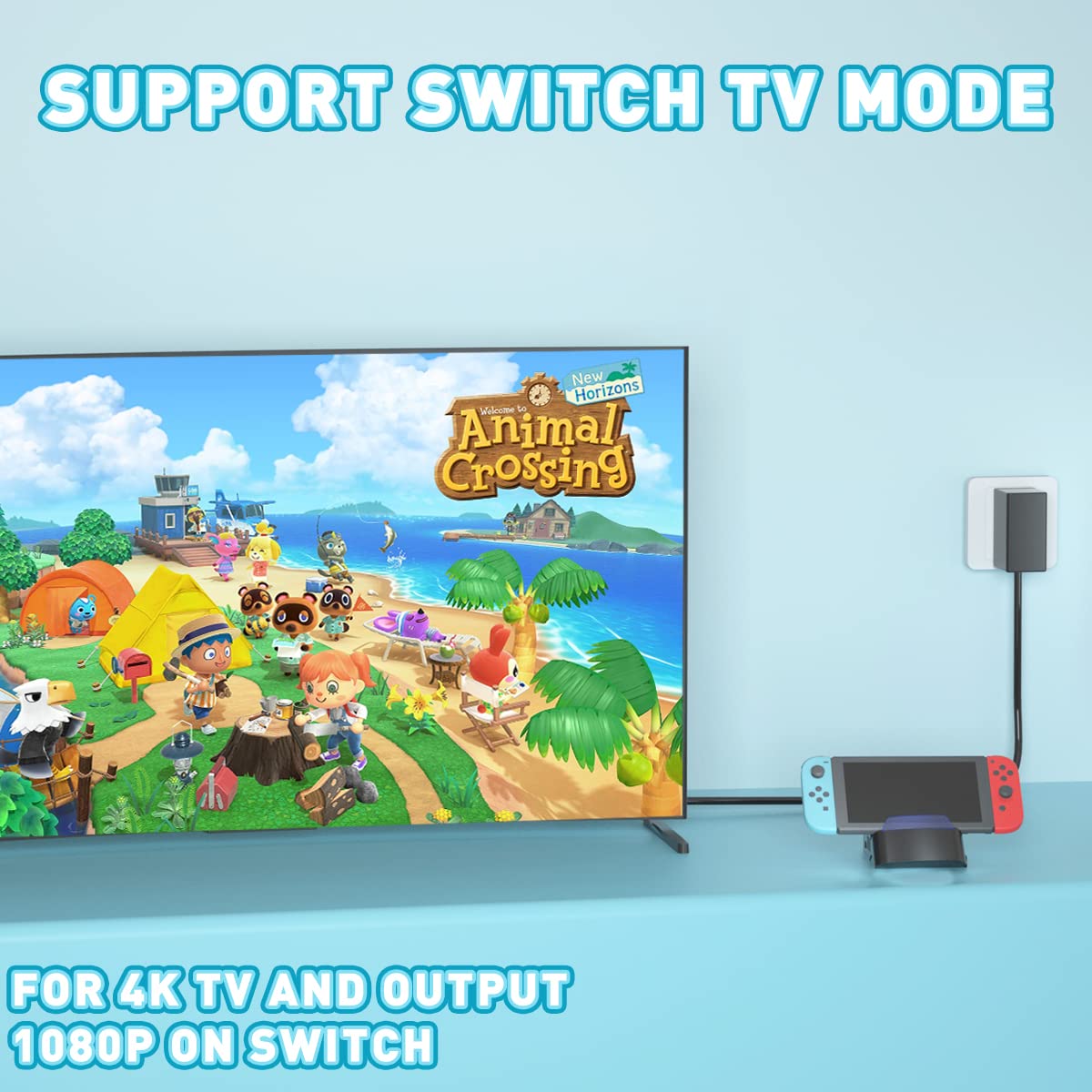 Switch Dock for Nintendo Switch Docking Station. Support Switch TV Dock Mode and Switch OLED Tablet Mode. HDMI Adapter Base for 4K TV and Output 1080P on Switch Charger Dock Set