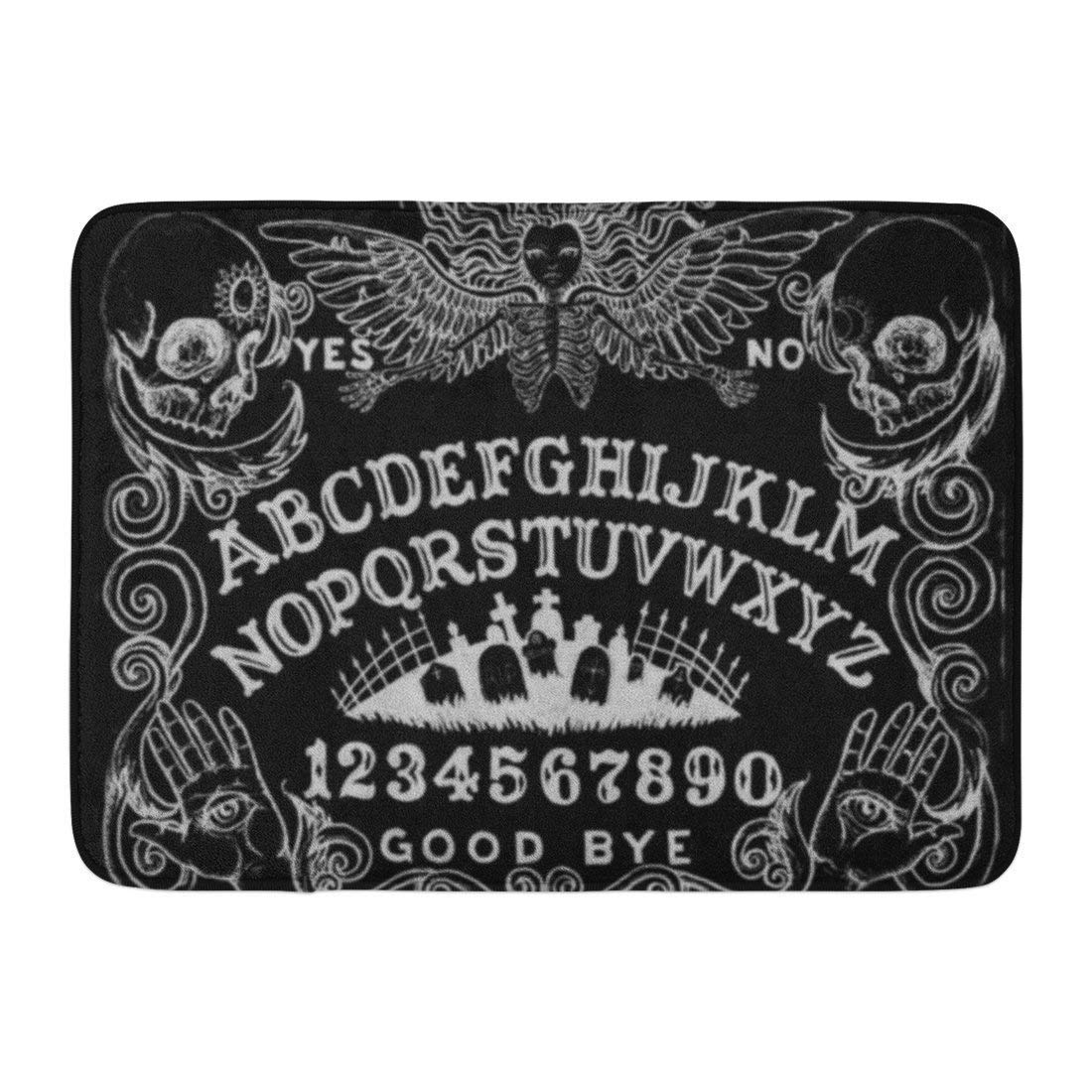 Spirit Witch Board Black Gothic Bath Mat, Goth Occult Witchcraft Bathroom Rugs Soft Bath Rugs Non Slip, Washable Floor Rug Floor Mat Home Decor for Kitchen Bedroom(16x24)