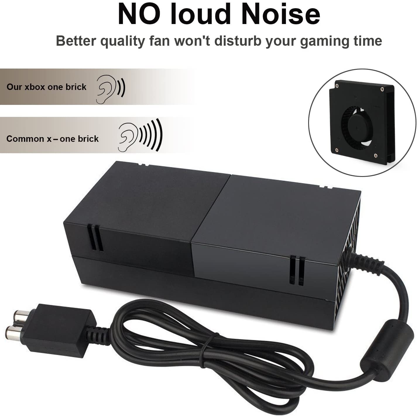 Oussirro Power Supply for Xbox One, AC Adapter Replacement Charger with Cable for Xbox One, Power Brick for Xbox One 100-240V