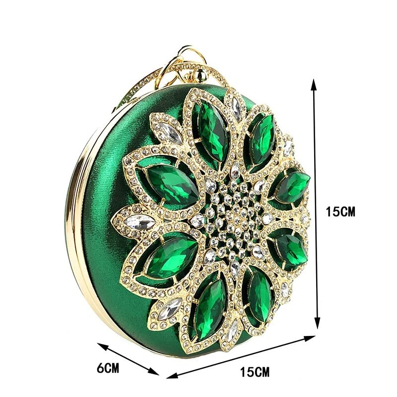 ZHUHW Clutch Bag Women Round Clutch Purse Evening Bag Crystal Wedding Purse Handbag Chain Shoulder Bag