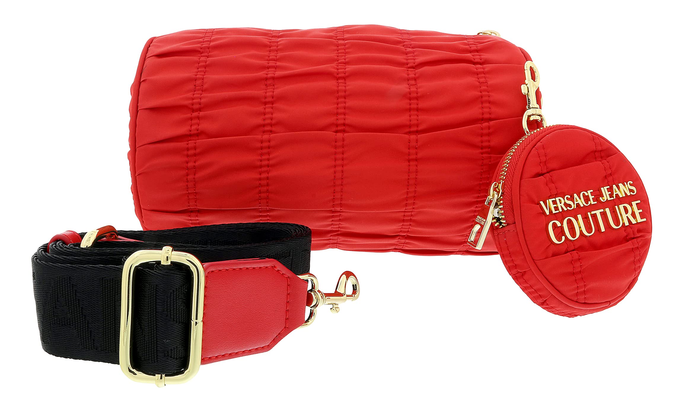 Versace Jeans Couture Red Small Pouch Nylon Crossbody Bag with Coin Purse for womens
