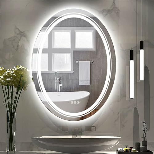 Oval LED Bathroom Mirror Antifog Wall Vanity Illuminated Mirror Dimmable Touch (24'' x 32'')