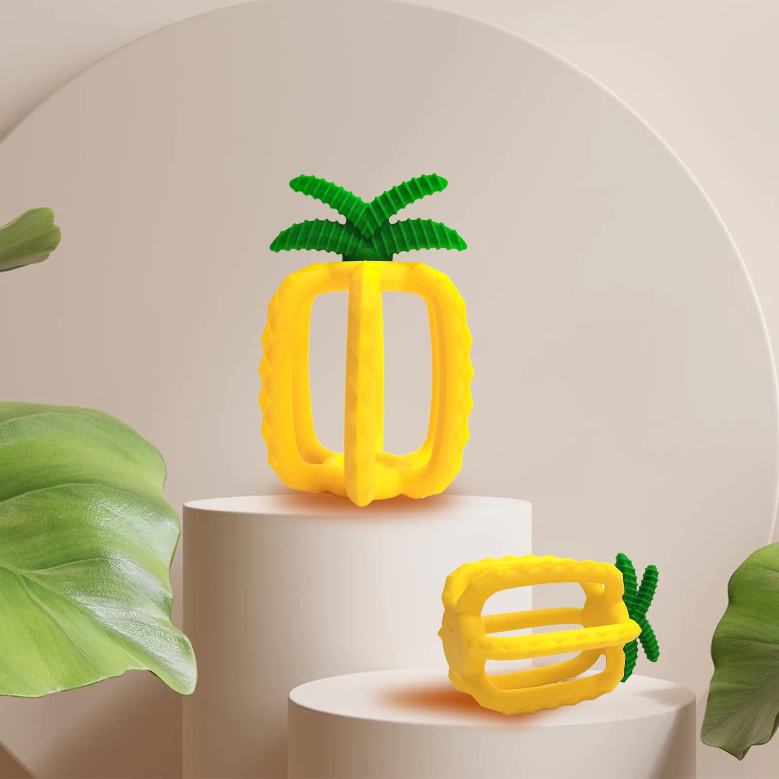 Veslen Baby teether, Cute Fruits teether, Suitable for Boys and Girls Teething Chewing, BPA-Free, 3-12-24-36 Months Newborn Teething Toy(Pineapple)