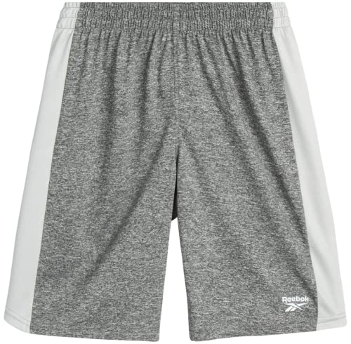 Reebok Boys’ Active Shorts – 2 Pack Athletic Performance Dry Fit Gym Basketball Shorts (S-XL), Size Small, Charcoal/Heather Grey