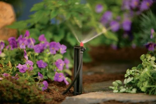 Orbit 3 Pack Adjustable Flow Quarter Pattern Micro-Sprinkler on 12 Inch Stake for Drip System