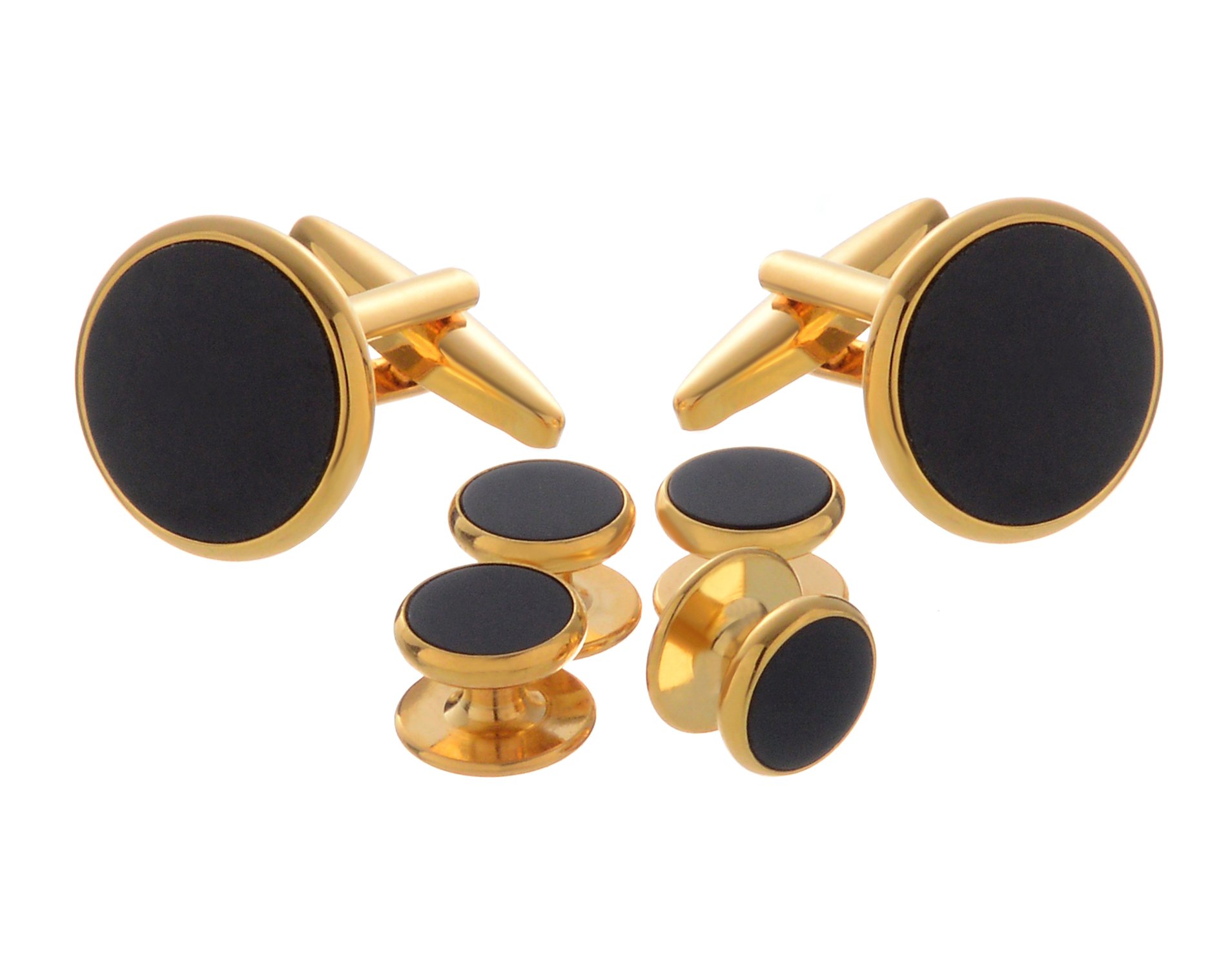 Mens Classic Cufflink Studs Set Tuxedo Salutto Formal Business Shirts Cufflinks GoldBlack