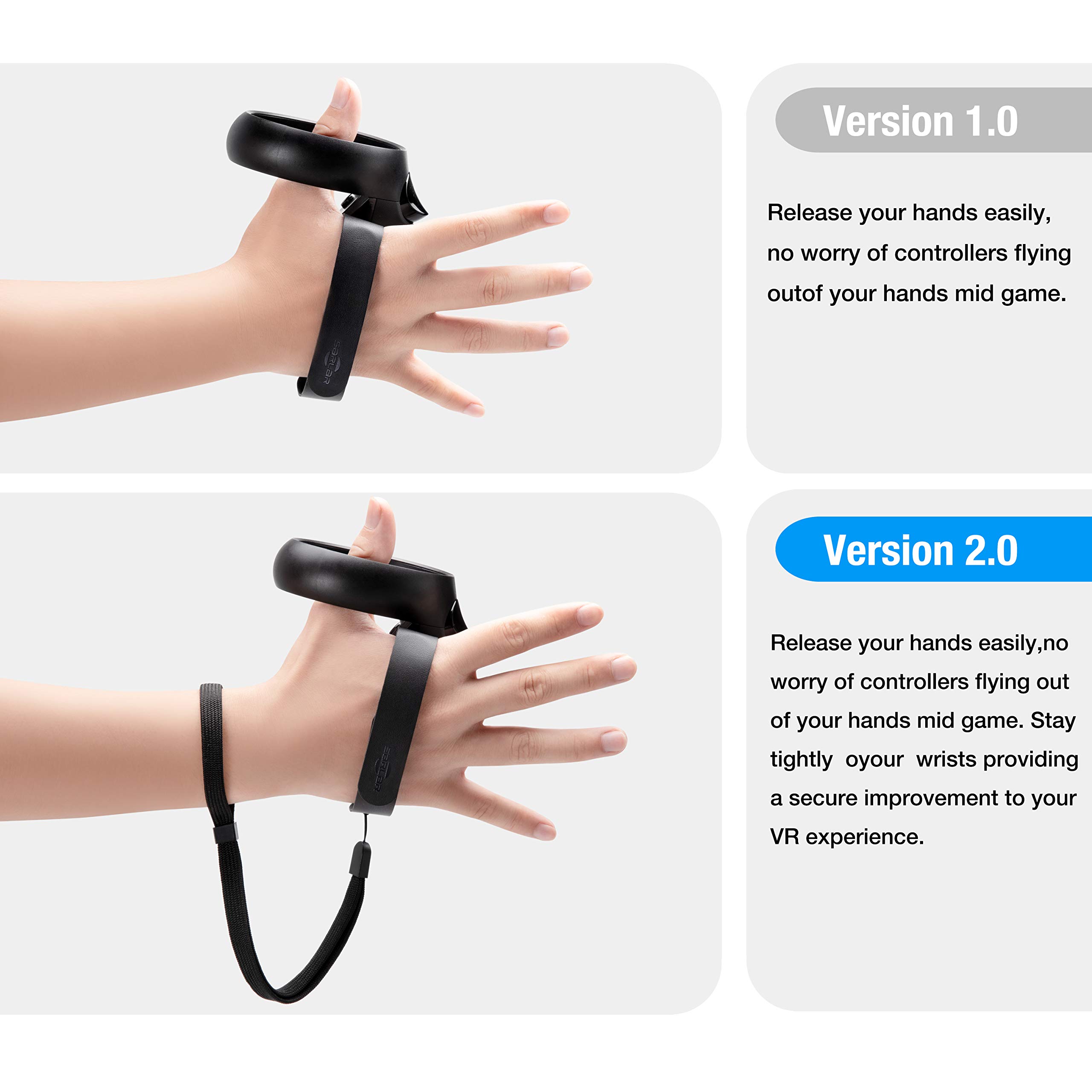 SARLAR [Newer Version] Knuckle Strap for Oculus Quest/Oculus Rift S Touch Controller Grip Wrist Strap Accessories, Comes with premium accessories