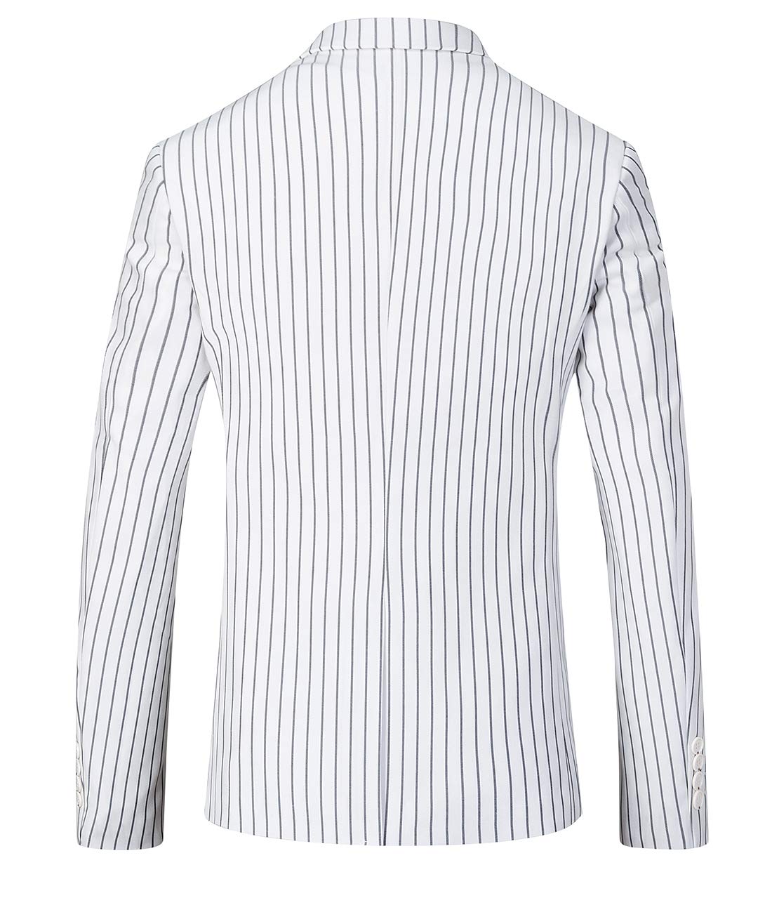 Mens 3 Piece Pinstripe Suit Slim Fit Casual Dress Suits Blazer + Vest + Pants US Size 32 White