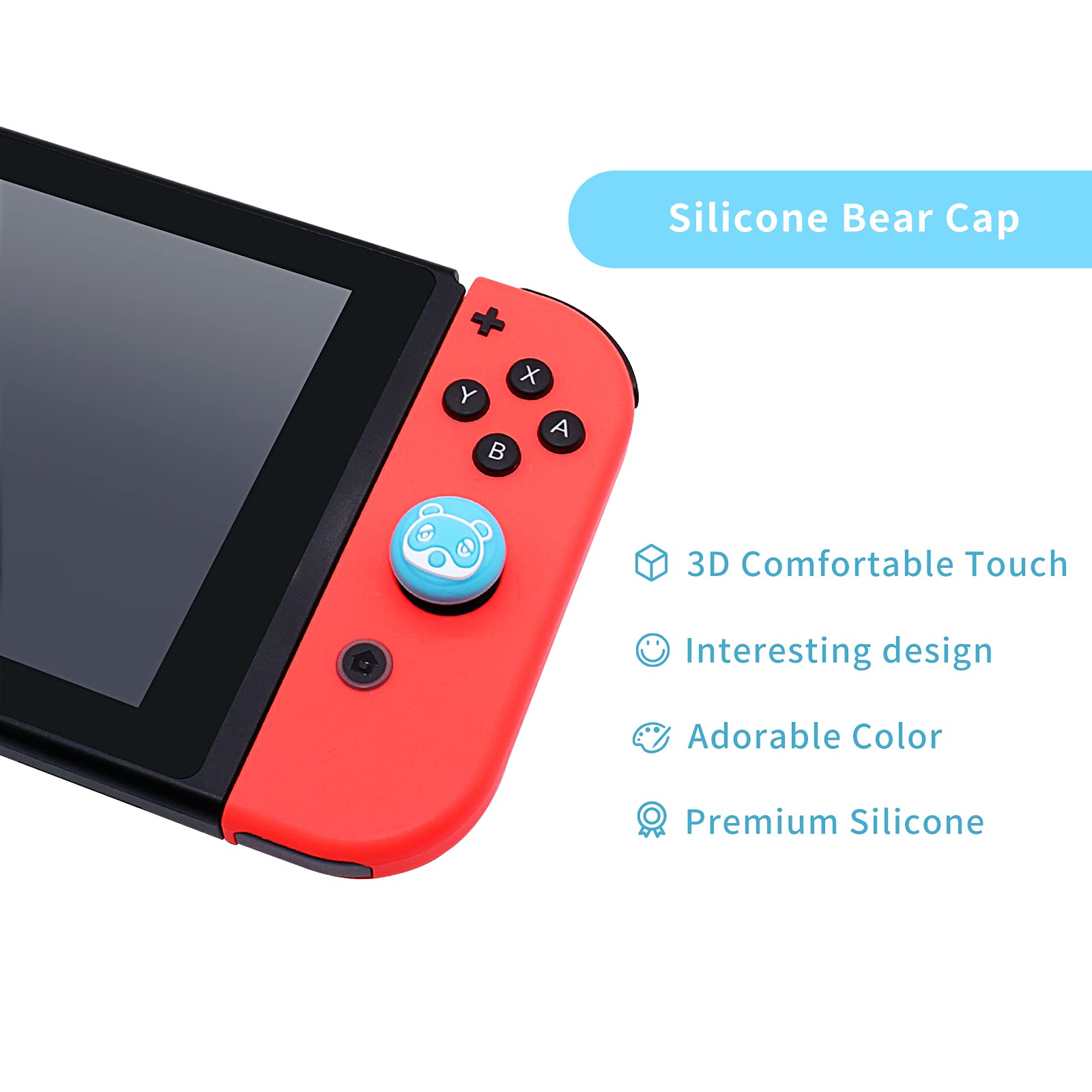 RALAN Silicone Analog Controller Joystick Thumb Stick Grip Cap Covers for Switch.