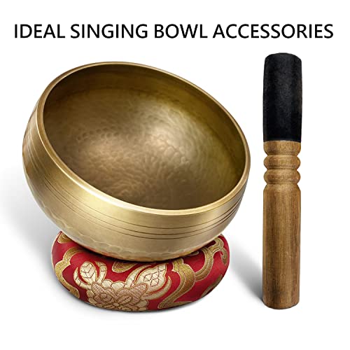 Singing Bowl Mallet, Made in Nepal, Suede Wooden Striker, Leather Wrapped Mallet for Sound Bowls-1 Piece with Velvet Bag