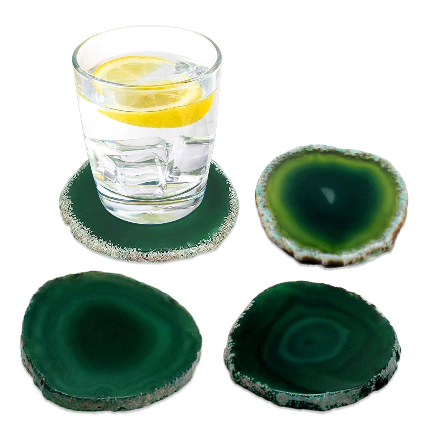 Natural Stone Coasters for Drinks Agate Geode Reiki Healing Crystal Slices Drinkware Bar Cup Coasters For Coffee Table Home Decor Housewarming Gift (1 Piece)