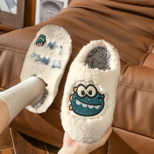 Winter Plush Slippers Winter Warm House Shoes with Memory Foam and Indoor Outdoor,Unisex White