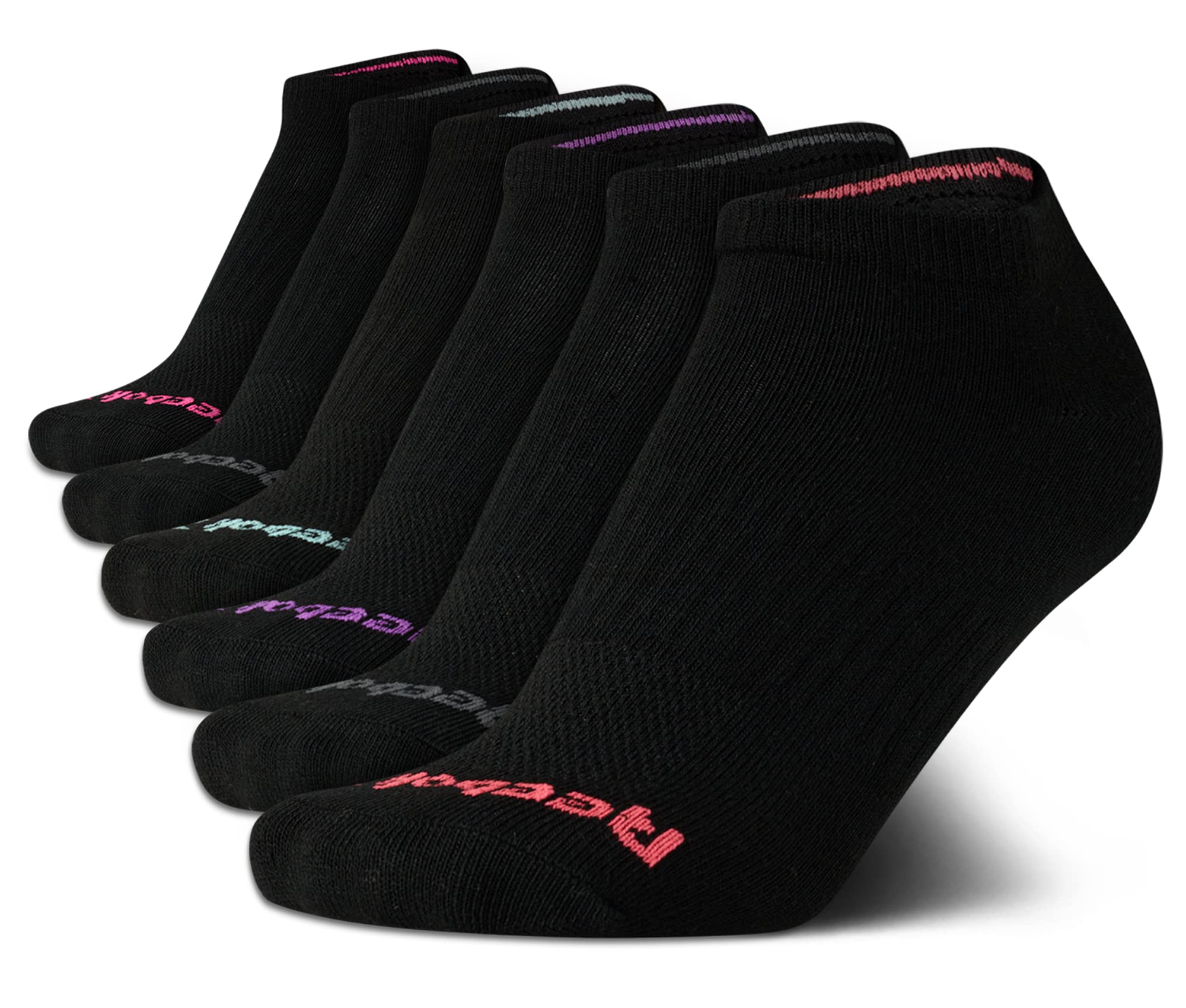 Reebok Women's Athletic Socks - Performance Low Cut Socks (6 Pack), Size 4-10, Grey/Pink
