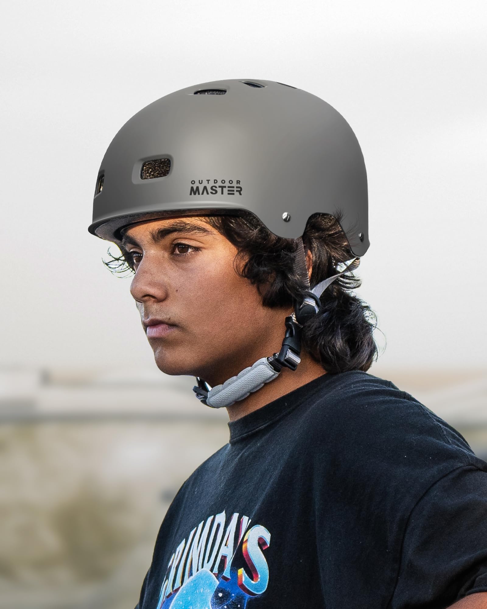 OutdoorMaster Skateboard Cycling Helmet - Two Removable Liners Ventilation Multi-Sport Scooter Roller Skate Inline Skating Rollerblading for Kids, Youth & Adults - L - Grey