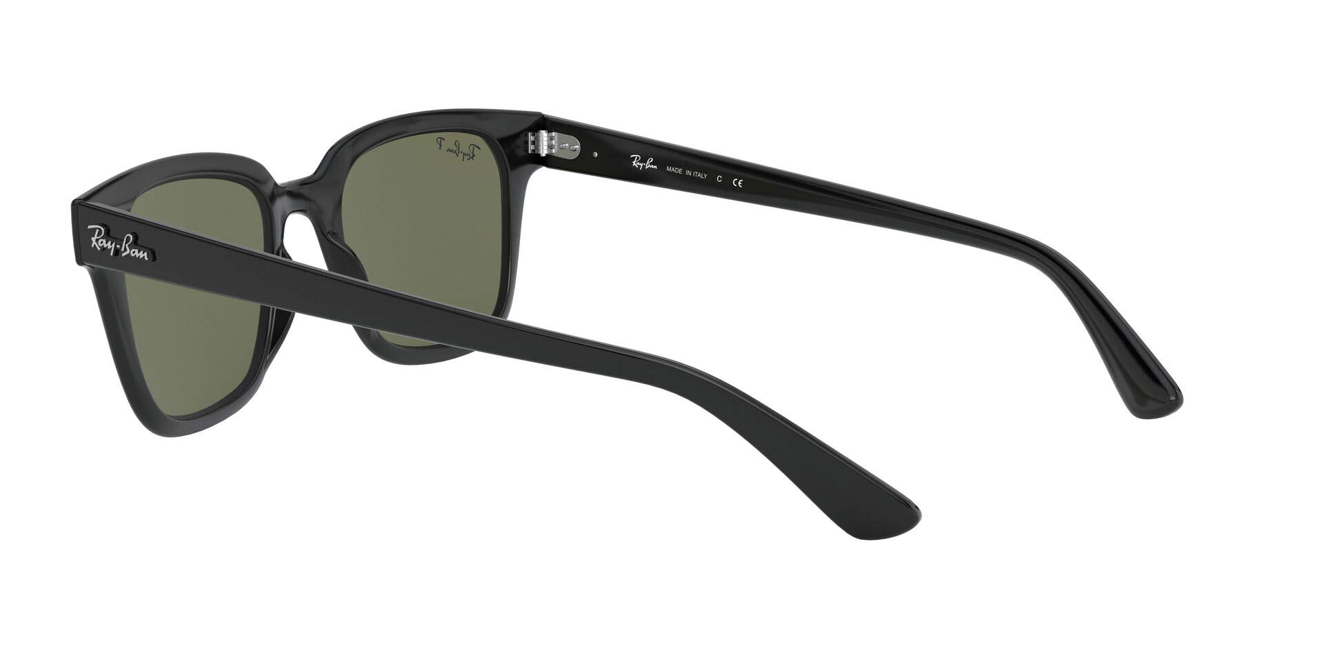 Ray-Ban Rb4323f Low Bridge Fit Square Sunglasses, Black/Polarized Green, 51 mm