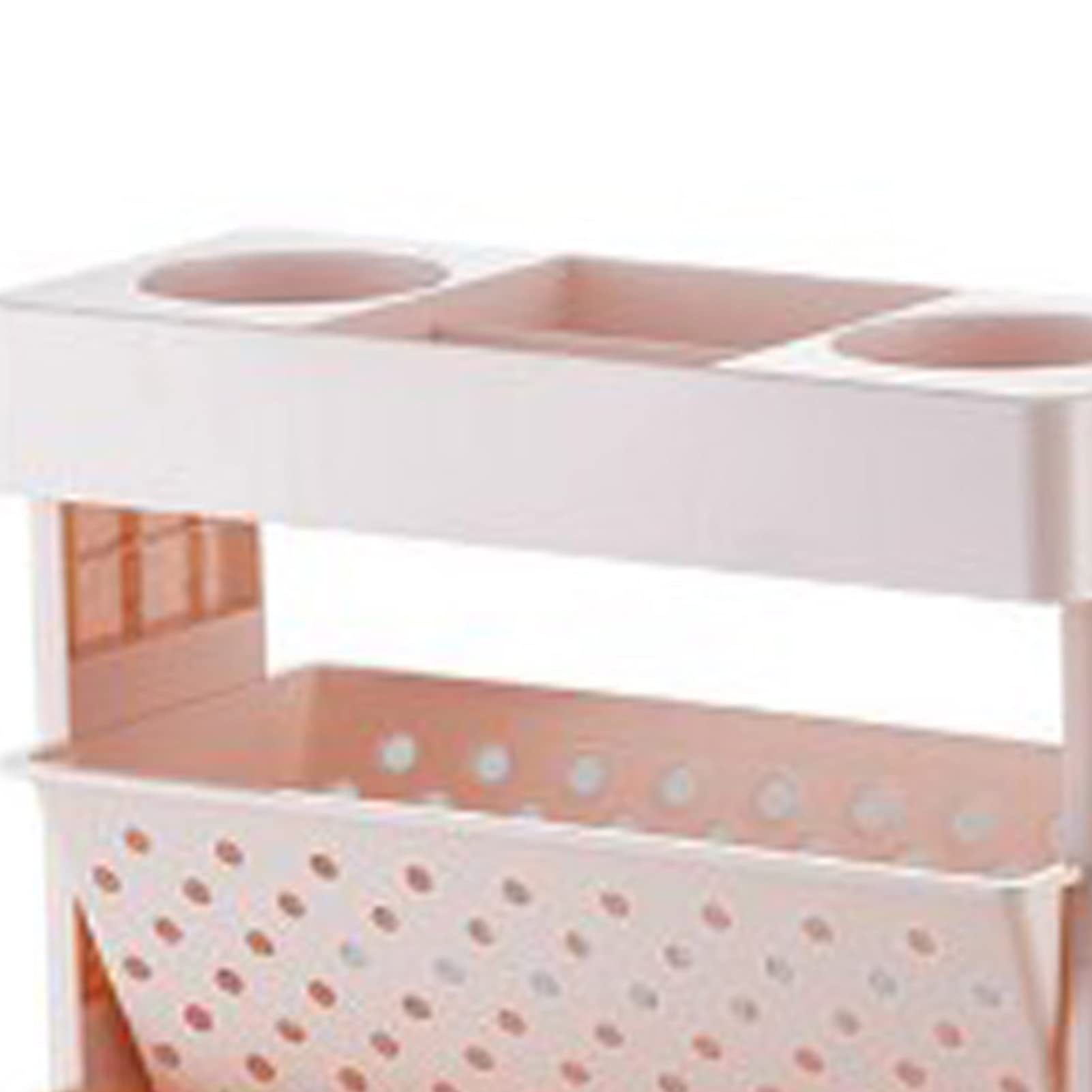Movable Bookshelf, Slide Out Rolling Utility Cart, Movable Bookshelf Shelving Organizer, Multilayer Capacity Rotatable Removable Plastic Practical Rolling Organization Shelf with Wheel(Pink)