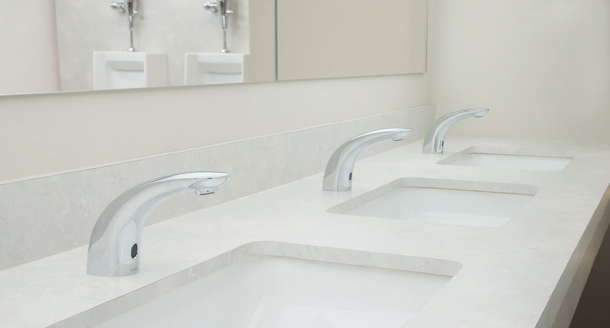 Moen M-Power Chrome Commercial Touchless 4-Inch Centerset Hands-Free Battery Powered Sensor-Operated Bathroom Faucet, CA8301
