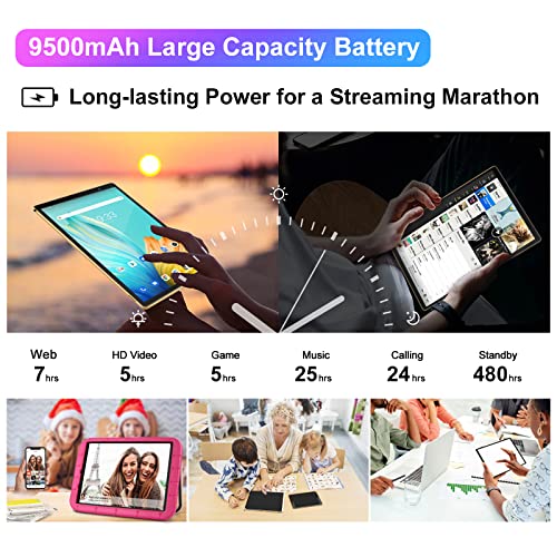 YESTEL Tablet 11 inch Android 11 Tablets - 2176x1600 2K FHD IPS丨4GB RAM 128GB ROM丨9500mAh丨8MP+13MP Dual Camera丨1.8GHz Quad-Core丨WiFi,GMS丨Protective Case (Rose Red)…