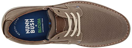 Nunn Bush Men's Otto Plain Toe Knit Oxford Lace Up with Lightweight Sole, Taupe, 12 Wide