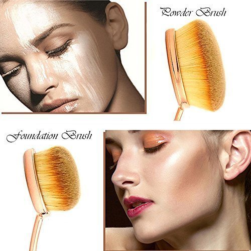 Multi-function Oval Makeup Brushes 7pcs Fashionable Super Soft Toothbrush Makeup Brush Set Face Powder Concealer Foundation Brush (Rose Gold Black)