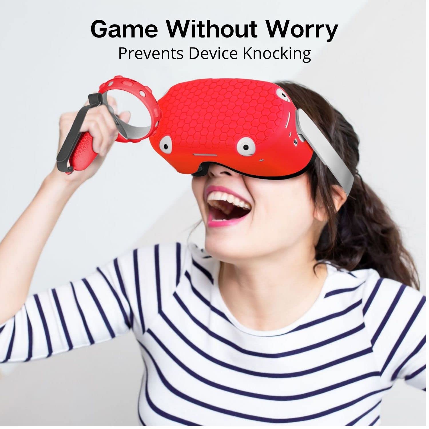 TNP VR Cover for Oculus Quest 2 Cover - Red Silicone VR Cover for Oculus Quest 2 Protective Cover - Anti Scratch Dust Bump Oculus Protective Cover