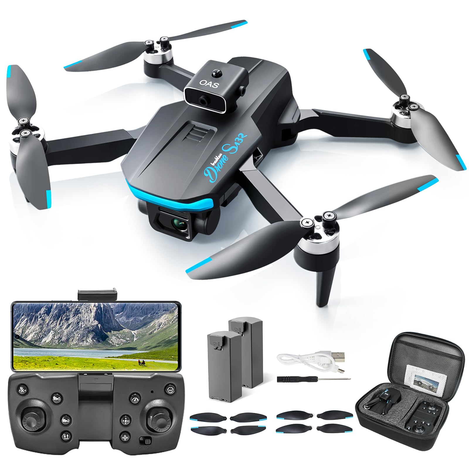NUNUBE TOY Drone, Mini Drones with Camera, RC Drone for Adults, 2 Batteries Foldable Drone, FPV Drone for Beginners, 40 Mins Flight Time Quadcopter Profesional Video Drone for Kids