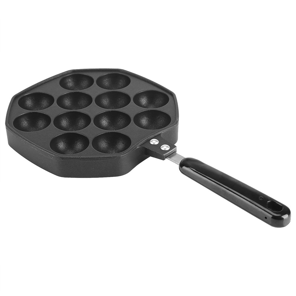 Takoyaki Grill Pan, 12 Holes Aluminum Non-Stick Grill Pan Plate Cooking Baking Mold Tray for Takoyaki and Round Pancakes Making
