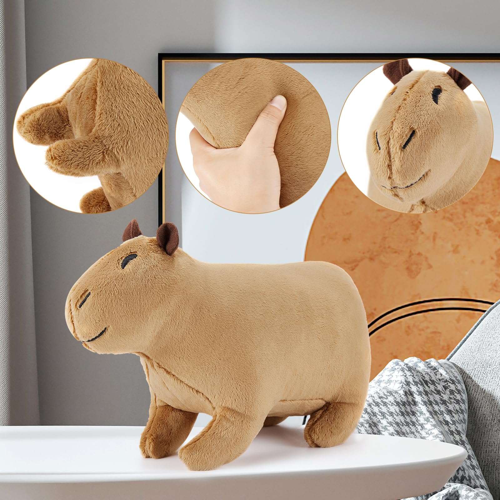 TToyeric Capybara Stuffed Animal,Realistic Capybara Plush Lovely 7''Stuffed Capybara, Capybara Gifts for Kids Adults (Brown, 7inch)