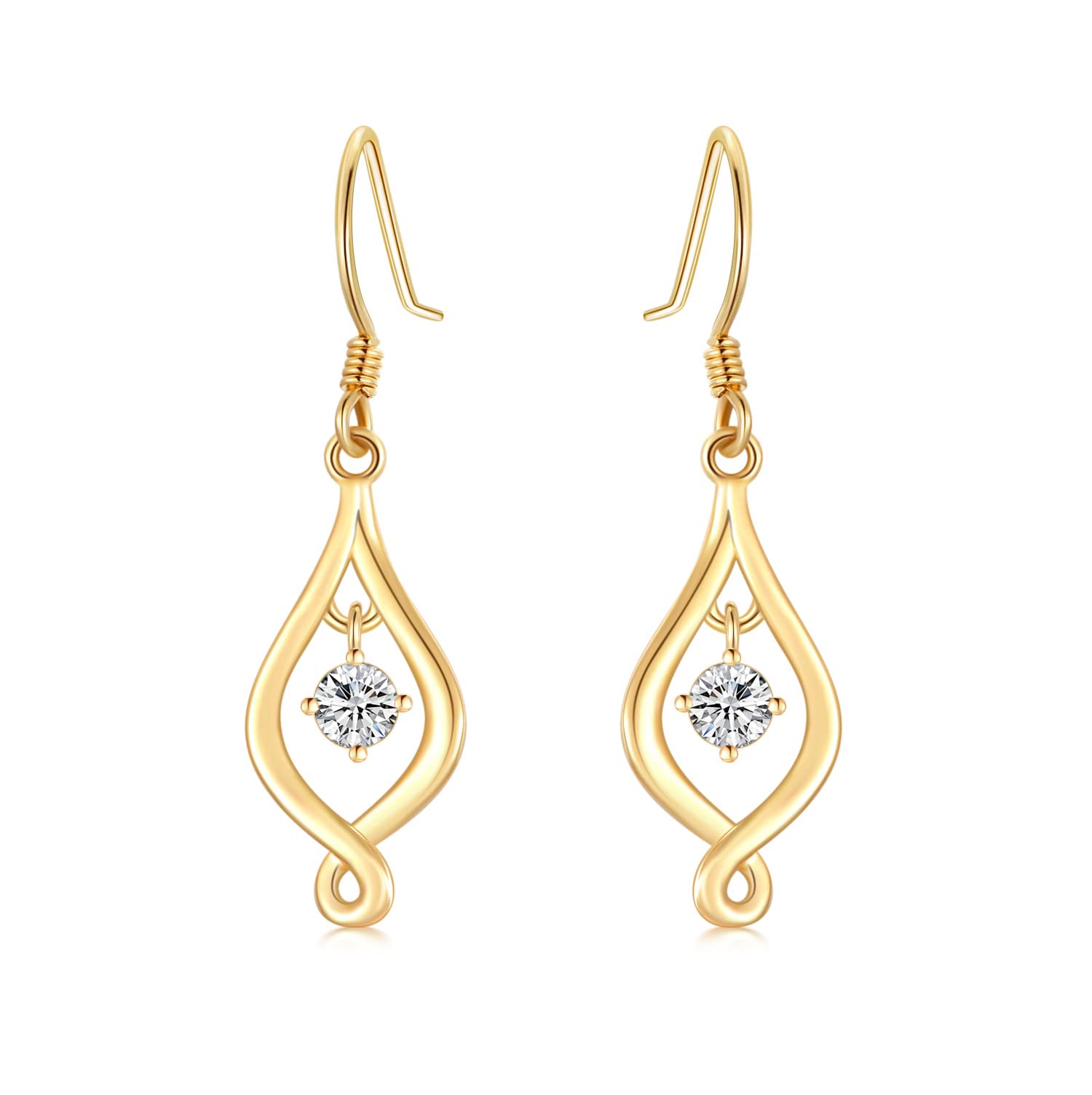 SISGEM 14K Solid Gold Small Infinity Drop Earrings Dangles for Women,Yellow/White Gold Moissanite Infinite Love Dangle Earrings Christmas Birthday Gifts for Wife Daughter Girlfriend