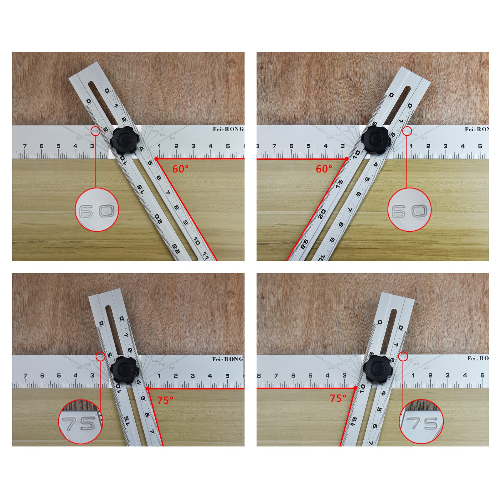 Triangle Ruler Square Carpentry Squares Folding Aluminium Frame Construction Tools Combination 24/48 Inches in Framing Roofing Stair Work Woodworking Movable Right Angle 90°45 Degree Angle Ruler