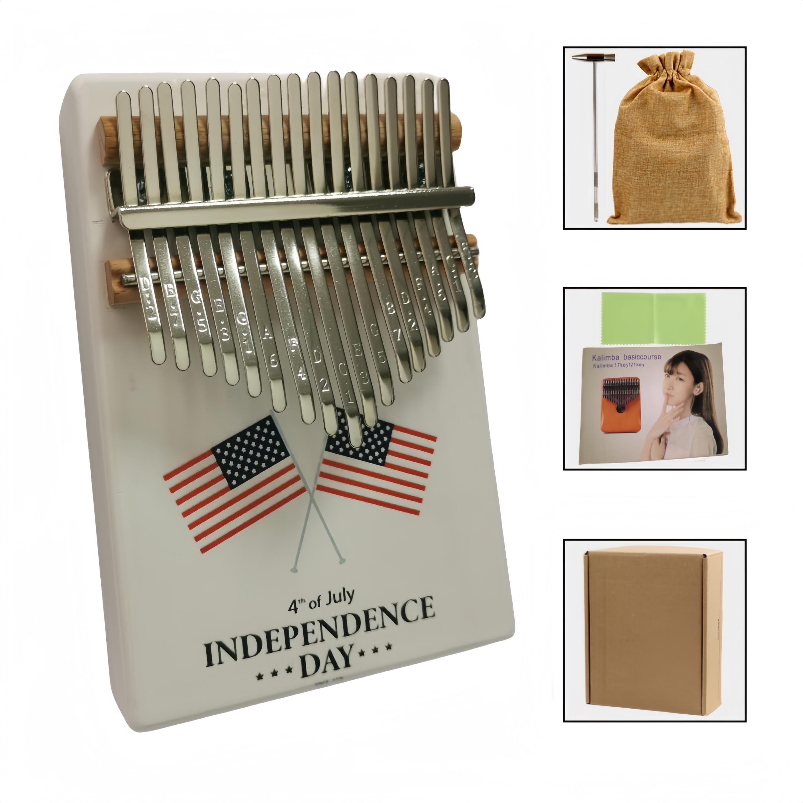 REGIS Kalimba 17-Key Thumb Piano with Instruction Book and Tuning Hammer ,Portable Personal Musical Instrument, Beginners to Professionals (Beige)