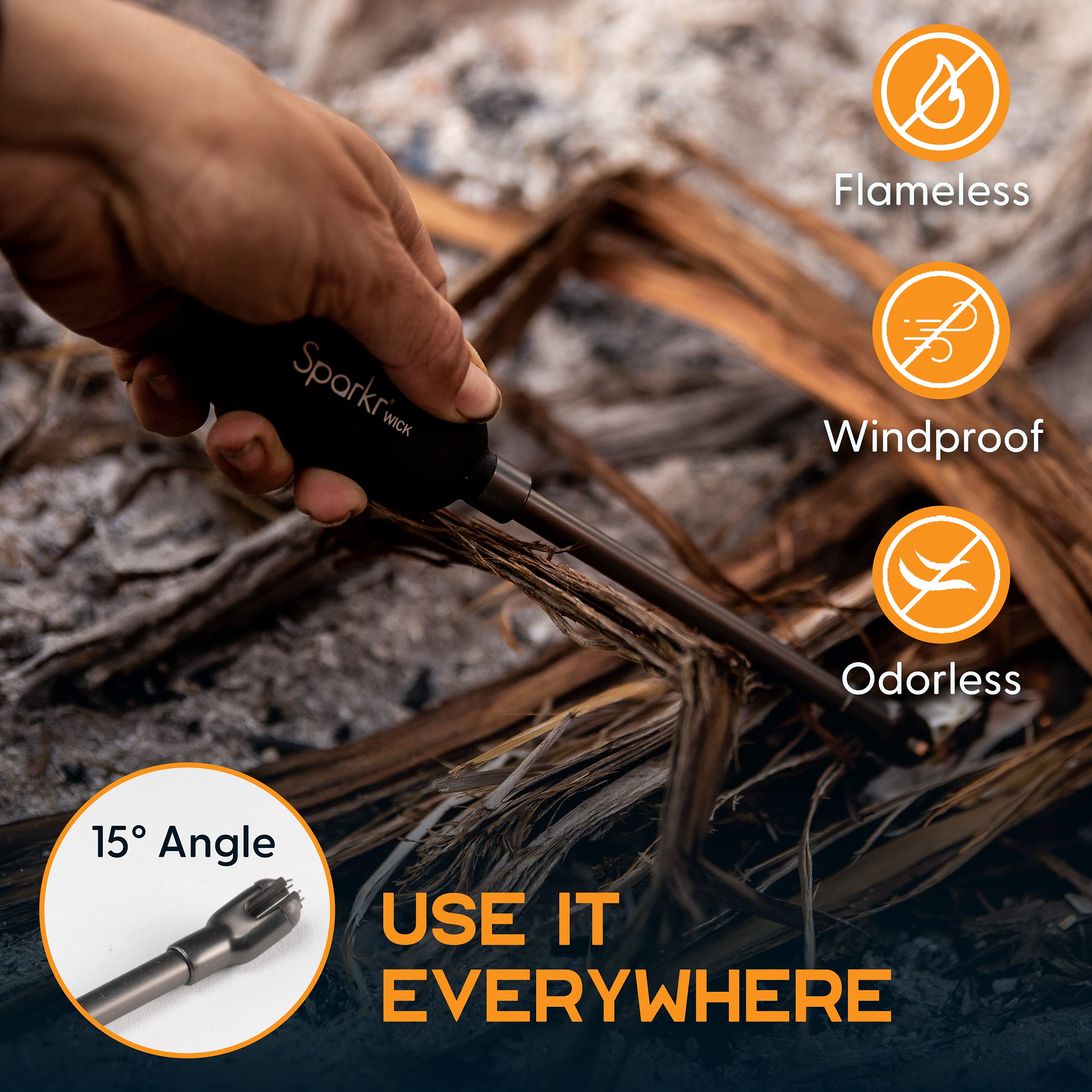 Power Practical Candle Lighter - Sparkr USB Rechargeable Electric Lighter w/Plasma Technology & Extra Long Wand, Flameless Lighters for Candles, Camping, & Cooking, Gold