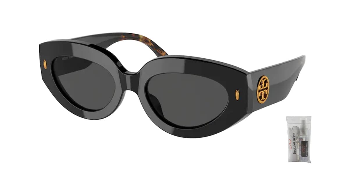 Tory Burch TY7171U 190387 51MM Black/Solid Grey Cateye Sunglasses for Women + BUNDLE With Designer iWear Eyewear Kit