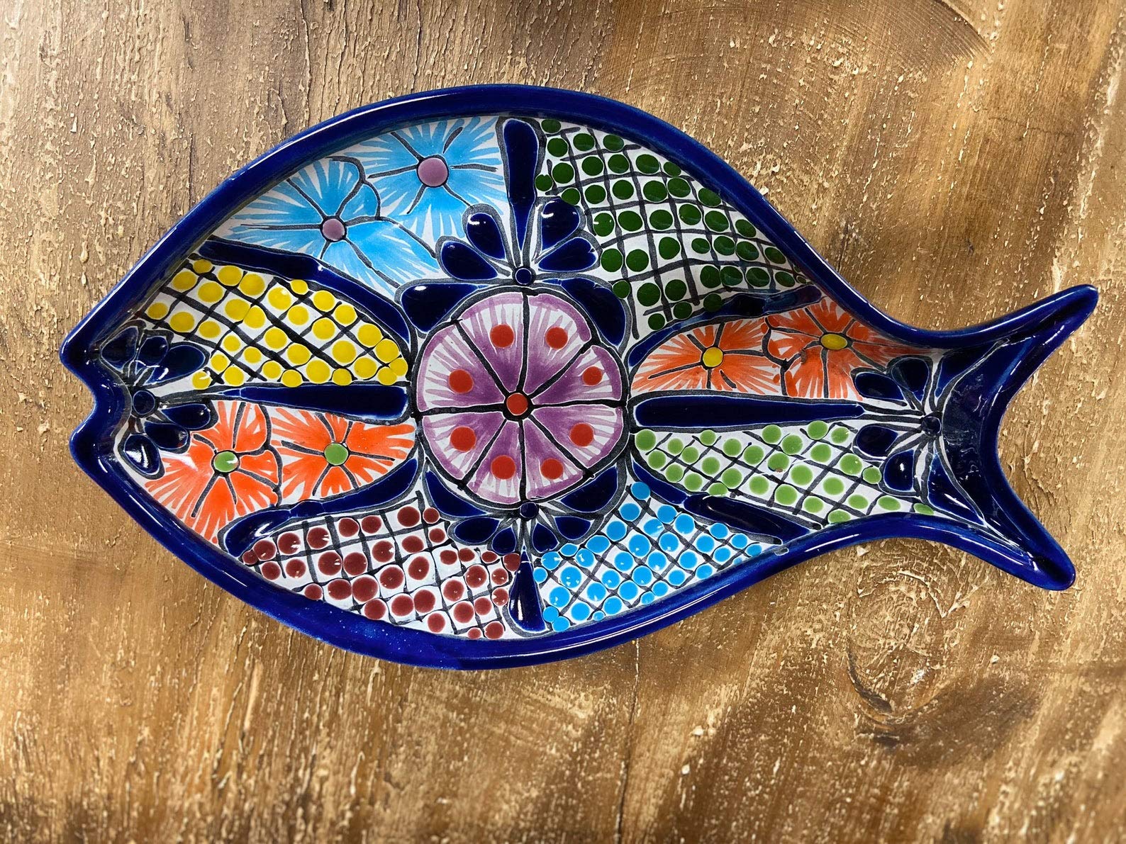 Talavera Fish Shaped Serving Platter, Appetizer Plate