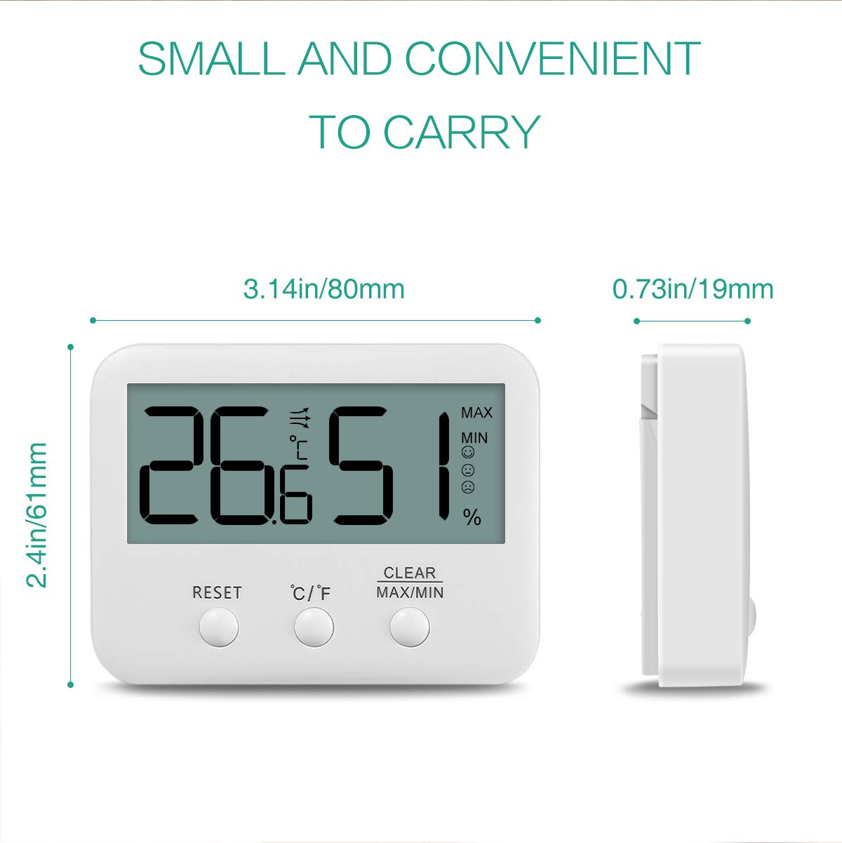 ORIA Digital Temperature Hygrometer, Hygrometer Thermometer, Temperature and Humidity Monitor, ℃ and ℉ Switch, Min and Max Records Thermometer for Home, Office