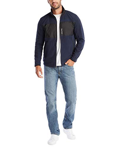 Nautica Men's Full-Zip Mock Neck Fleece Sweatshirt, Navy, X-Large