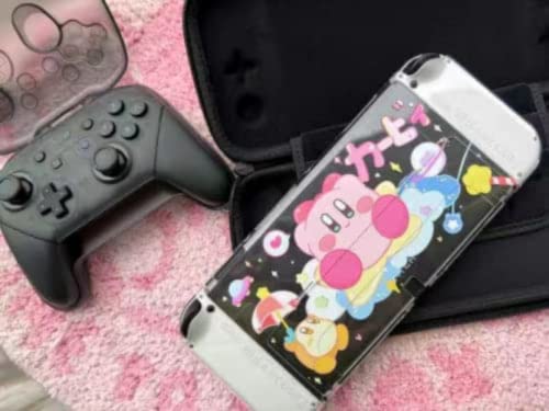 TOAME Cute Kirby Soft Shockproof Case Compatible with Nintendo Switch OLED, Durable Scratch Resistant Shell for Joycon, Dockable Cover Silicone Protective Skin Set