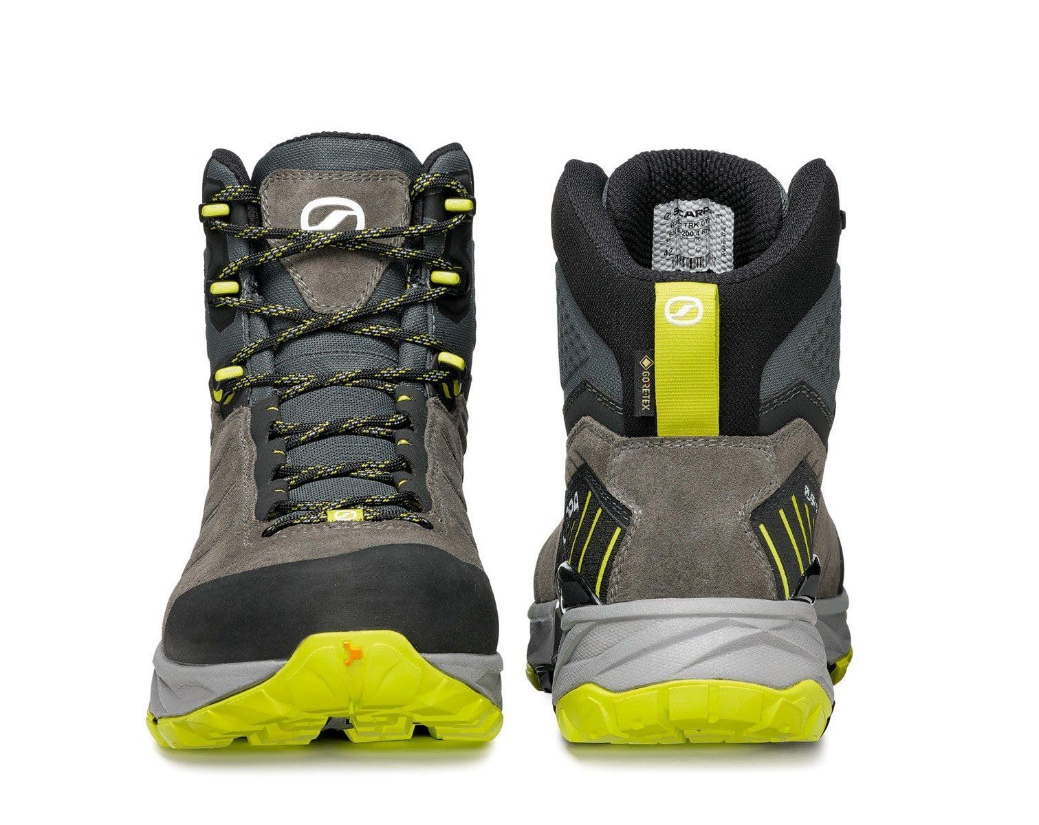 SCARPA Men's Rush Trk GTX Waterproof Gore-Tex Hiking and Backpacking Boots - Titanium/Lime - 10.5