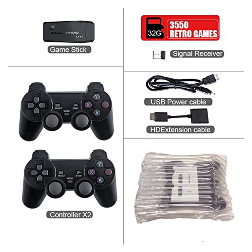 TOBAYA Gift Boys Plug and Play Video Game 4K Double Handle Wireless Game Stick Console 2.4G Controller 10000 Games 64GB Retro Games TV for PS1/GBA Christmas GIF