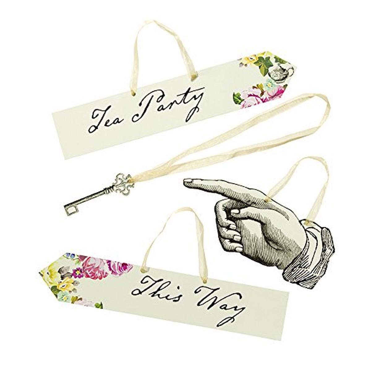 Talking Tables Truly Alice Mad Hatter Scene Setter Signs for a Tea Party or Wedding, Multicolor (8 Pack)