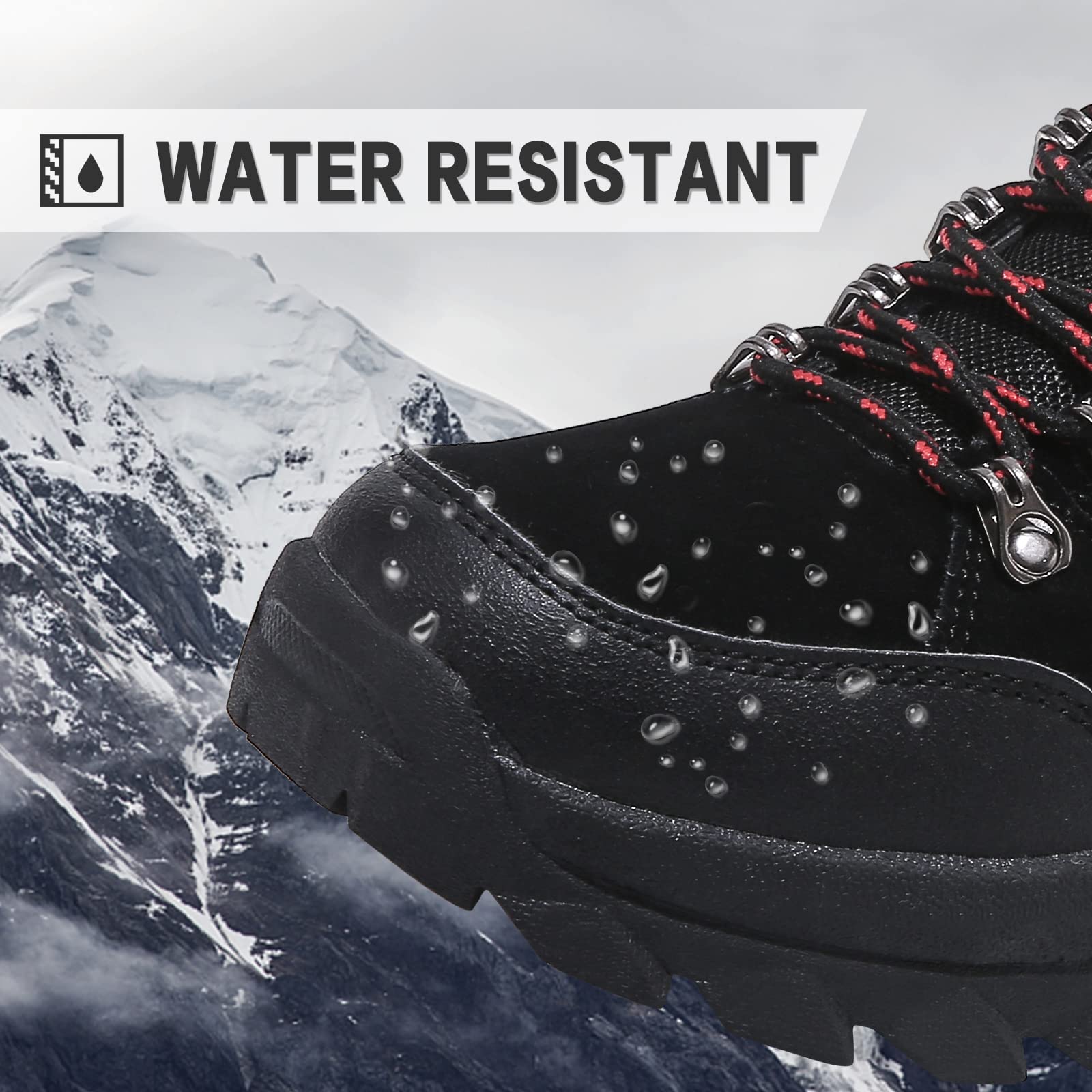 SPUKEP Women Hiking Boots Waterproof Mid Work Shoes Lace Up Suede Leather Walking Trekking Mountain Outdoor