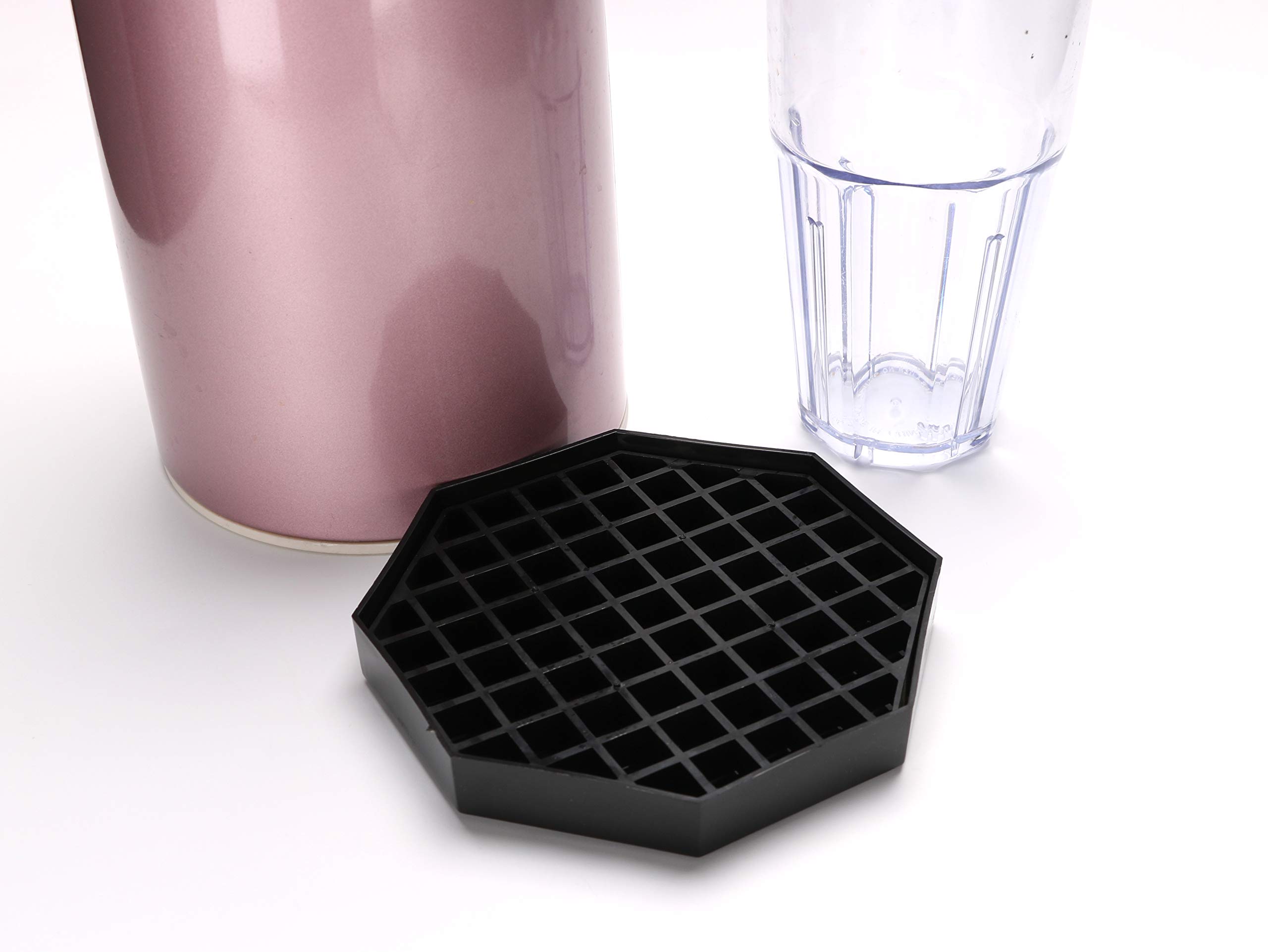 Restaurantware Bev Tek 5 Inch x 1 Inch Octagon Drip Tray 1 Removable Grate Coffee Drip Tray - Dishwashable Octagon Shape Black Plastic Coffee Countertop Drip Tray 2 Pieces For Beverages