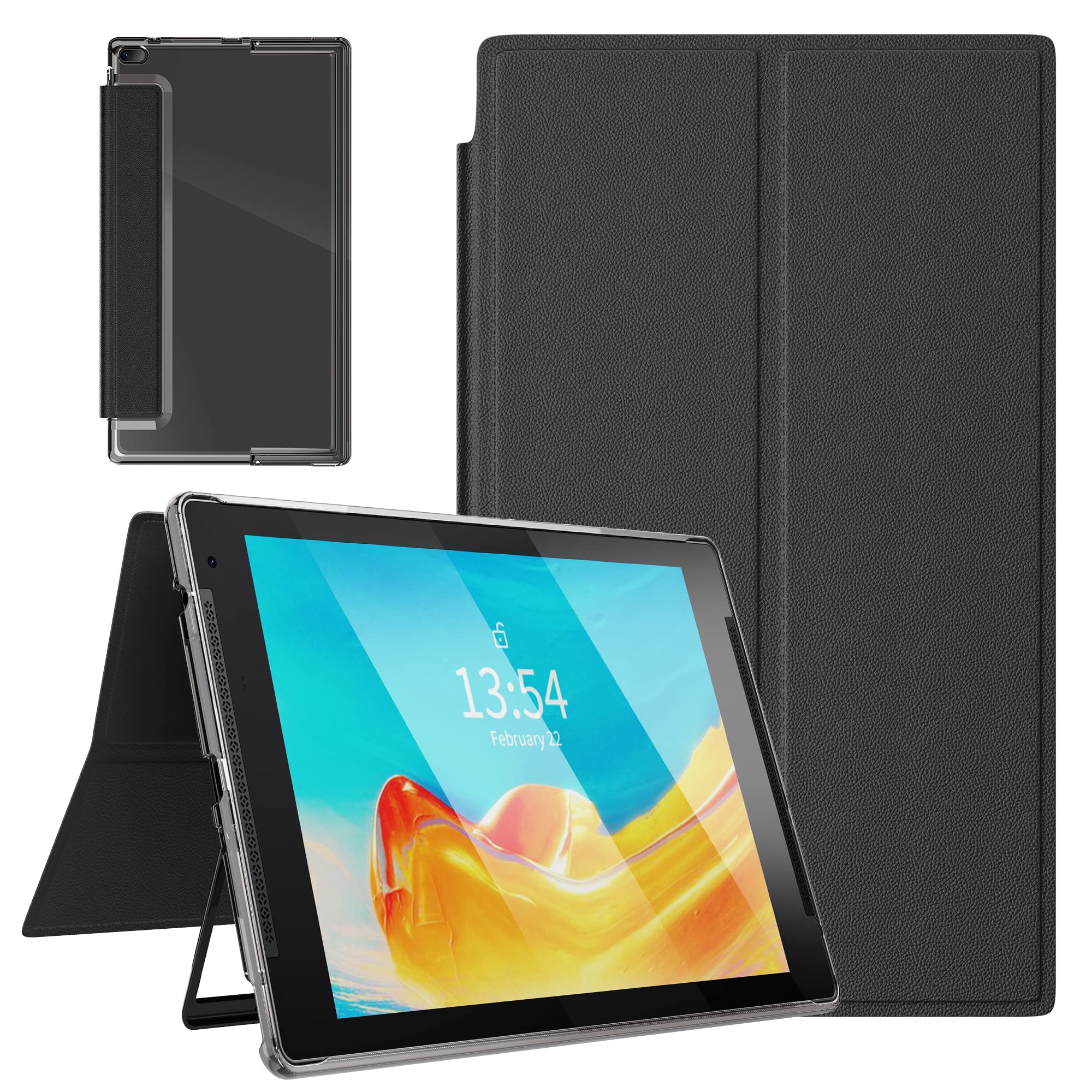 Tablet Case for TJD 10.1 inch Tablet, Multi-Viewing Angels PU Leather Stand Folio Case Cover Compatible with TJD MT1011 Touchscreen Tablet, with Magnetic Cover (Black Case)