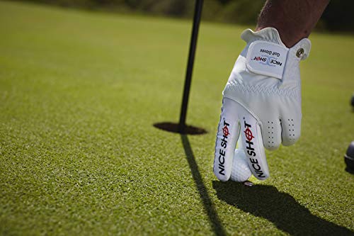 Nice Shot "Longbow Salute White Cabretta Leather Golf Glove Men's Right Hand - Cadet Small