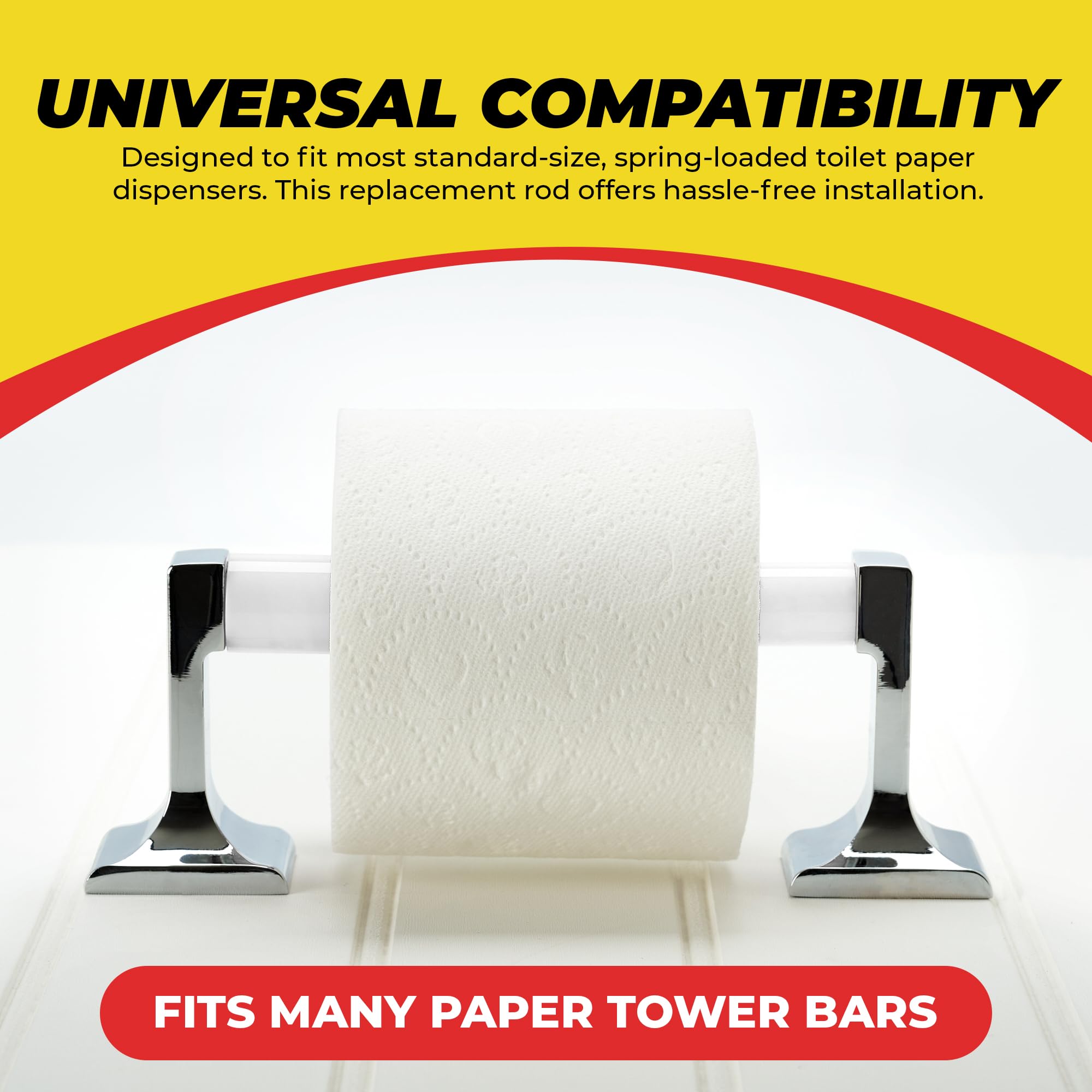 Qualihome White Universal Plastic Spring Loaded Toilet Paper Roll Holder Replacement Rod, White Toilet Paper Roll Replacement Rod
